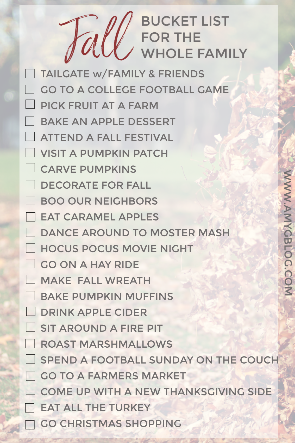 Fall Bucket List for the Whole Family - Amy's Balancing Act