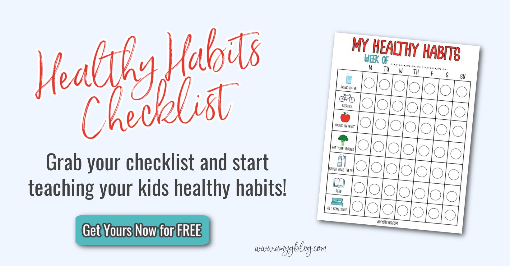 How To Teach Your Kids Healthy Habits {Free Printable Checklist ...